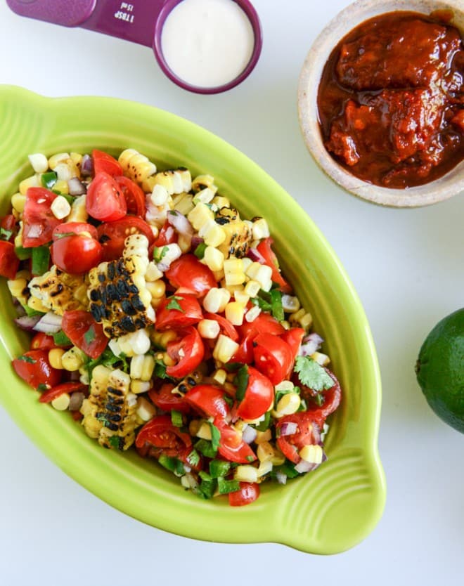 Roasted Poblano Risotto Cakes with Grilled Corn Salsa