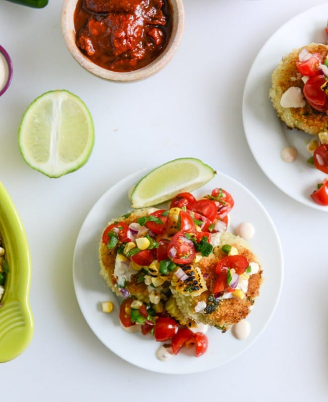 Roasted Poblano Risotto Cakes with Grilled Corn Salsa