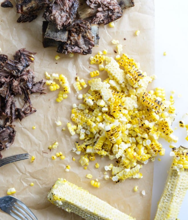 Short Rib Flatbread with Grilled Corn, Gruyere and Arugula