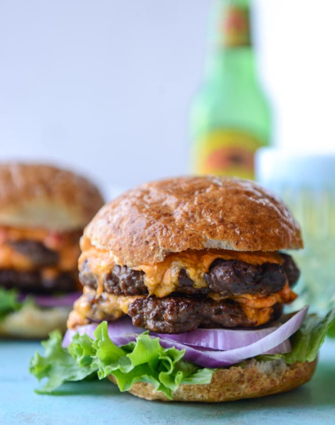 Our Favorite Cheesiest Pimento Cheese Burgers. - How Sweet Eats