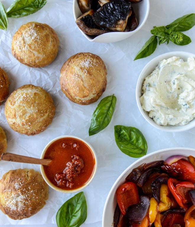 Grilled Veggie Sliders with Goat Cheese Spread and Roasted Red Pepper ...