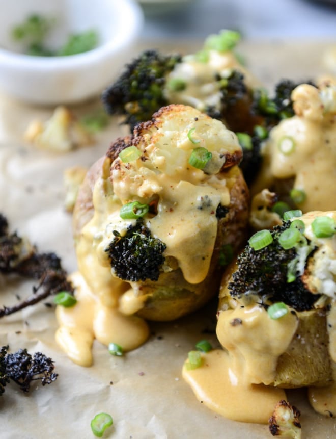 Roasted Cauliflower Broccoli Stuffed Potatoes with Cheesy Butternut ...
