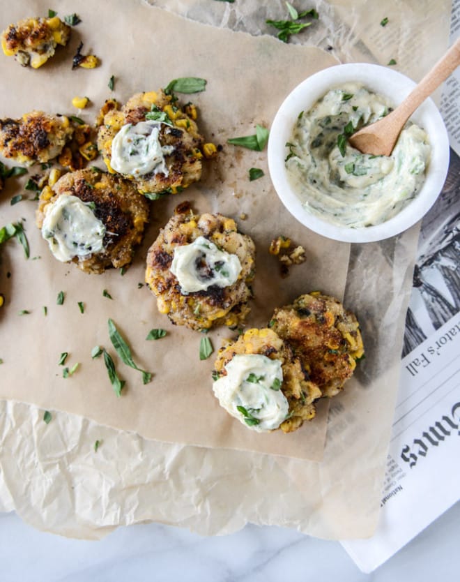 Lobster Corn Fritters with Truffle Herb Mayo