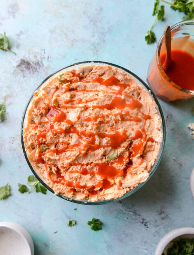 Layered Buffalo Chicken Dip. - How Sweet Eats