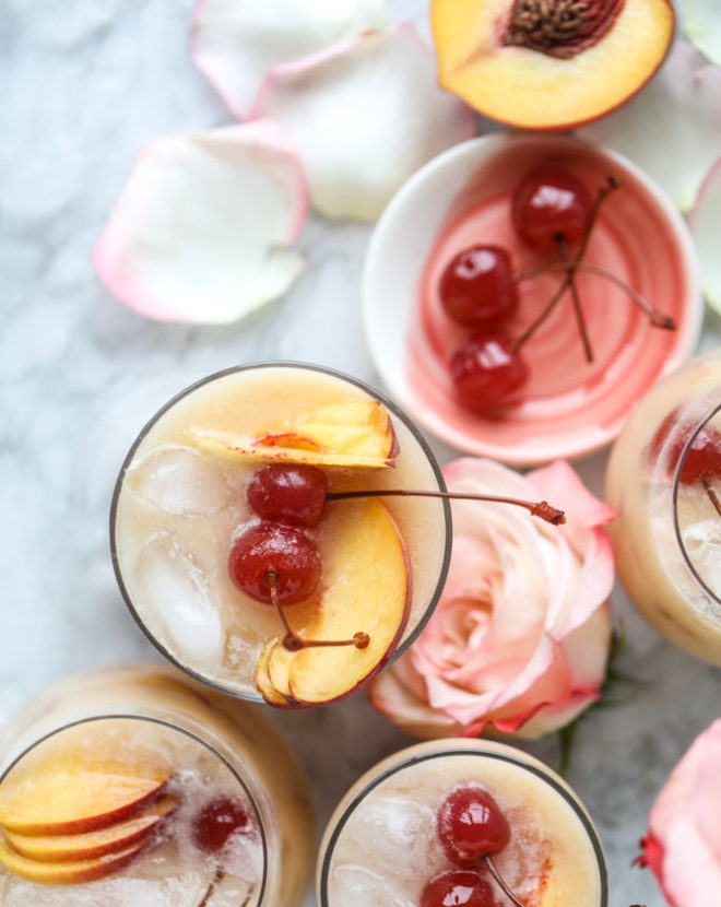 Peach Coladas - Iced Peach Colada Mocktails - Peach Colada