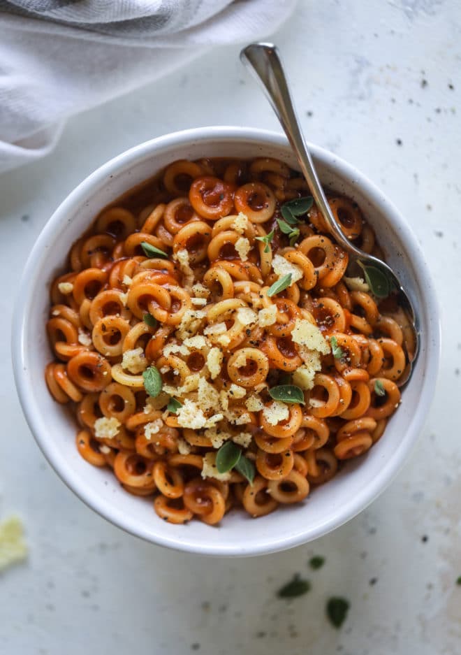 Homemade Spaghettios with Crunchy Manchego - Spaghettios Recipe
