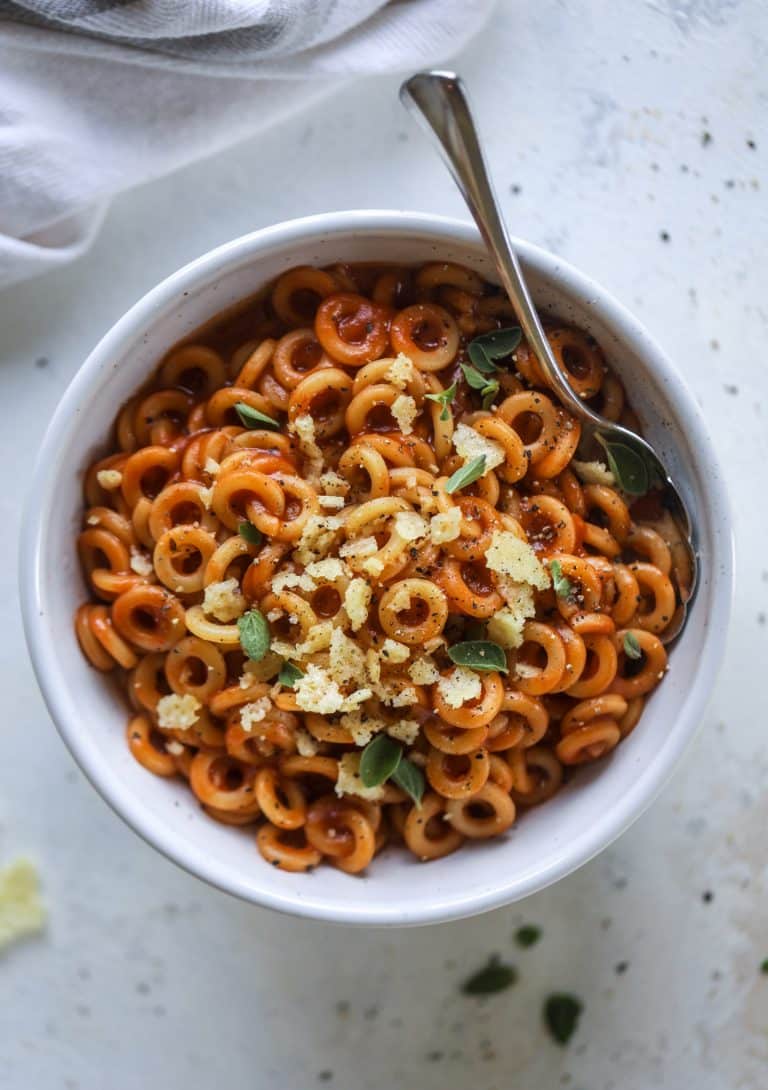 Homemade Spaghettios with Crunchy Manchego - Spaghettios Recipe