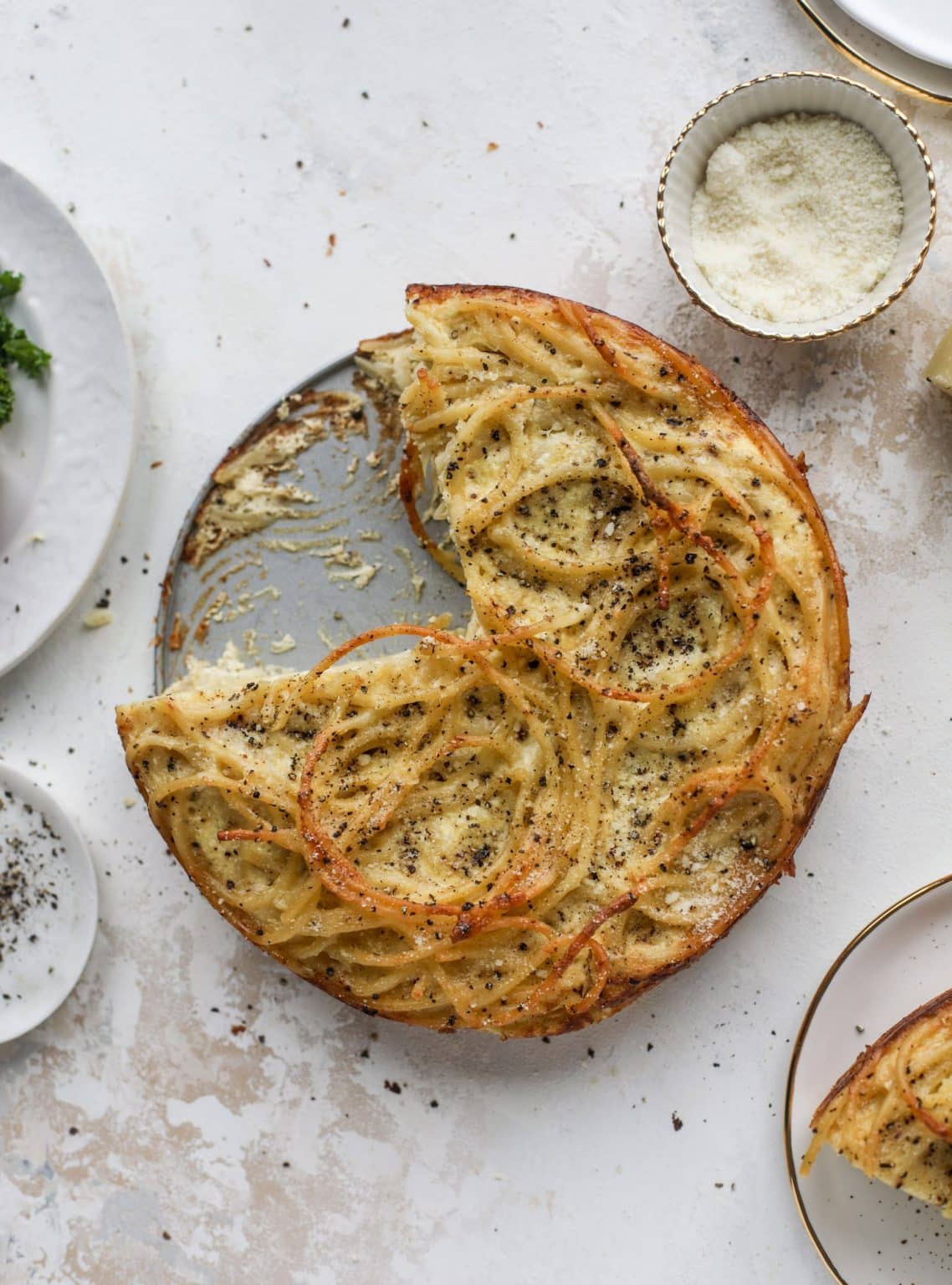 Cacio e Pepe Pie Recipe - Cacio e Pepe Bucatini Pie