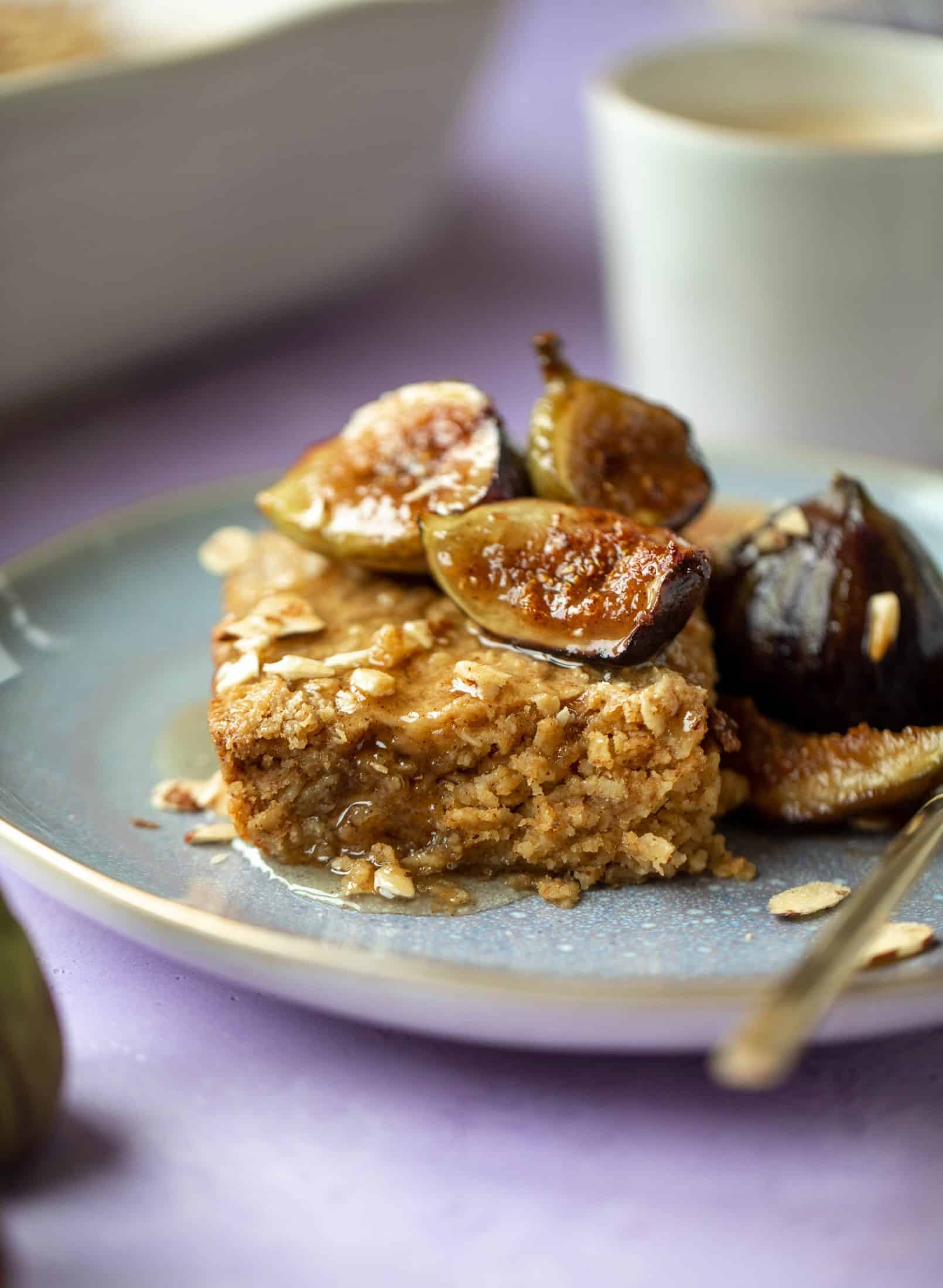 Almond Butter Baked Oatmeal with Sticky Cinnamon Figs