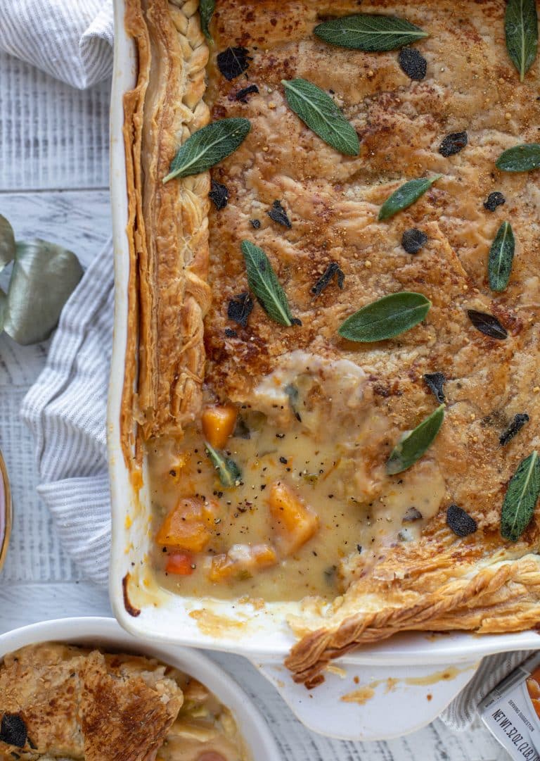 Butternut Squash Pot Pie with Parmesan Sage Puff Pastry Crust