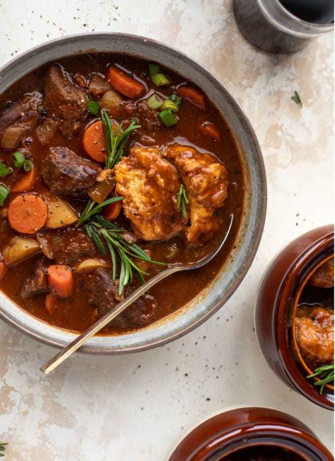 Irish Beef Stew - Irish Stout Beef Stew with Herb Dumplings