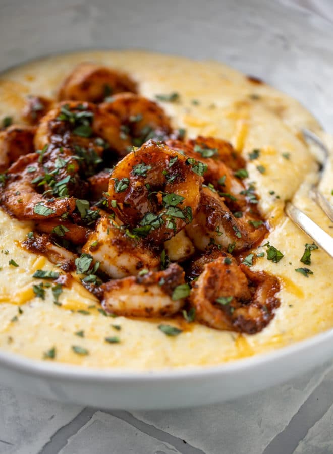 Honey Mustard Cajun Shrimp and Grits - Honey Mustard Cajun Shrimp