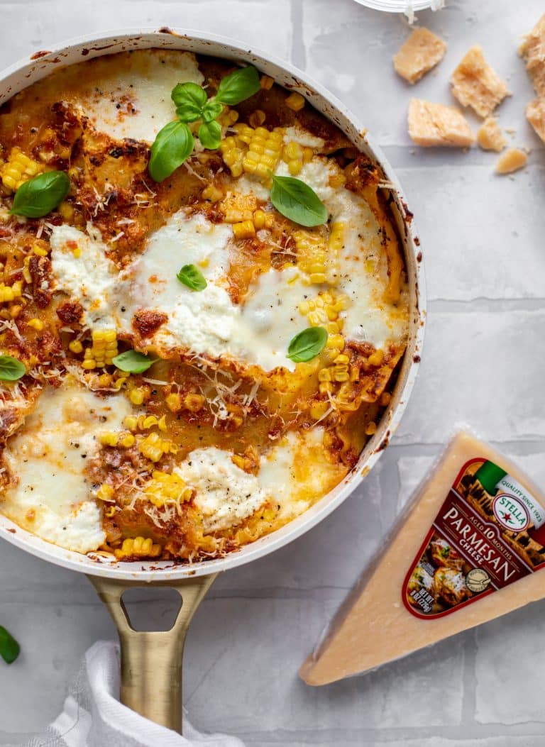 Summer Skillet Lasagna - Sun Dried Tomato and Corn Skillet Lasagna