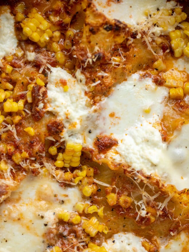Summer Skillet Lasagna - Sun Dried Tomato and Corn Skillet Lasagna
