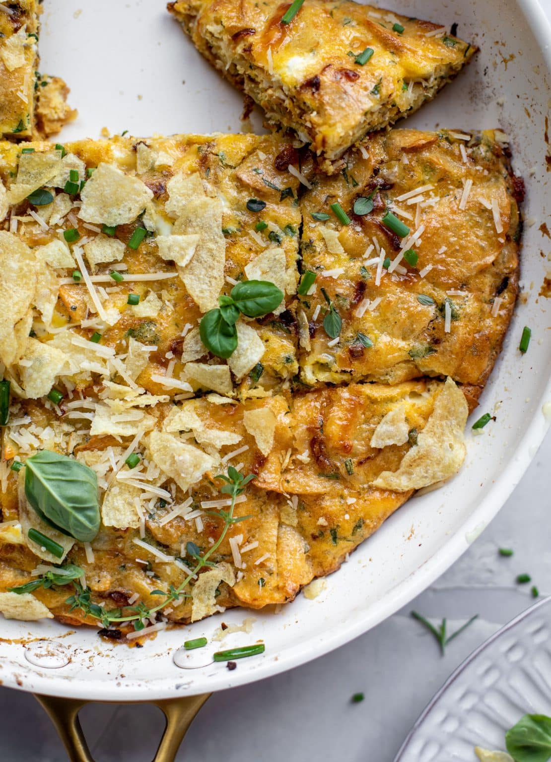 Potato Chip Frittata - Potato Chip, Herb and Caramelized Onion Frittata