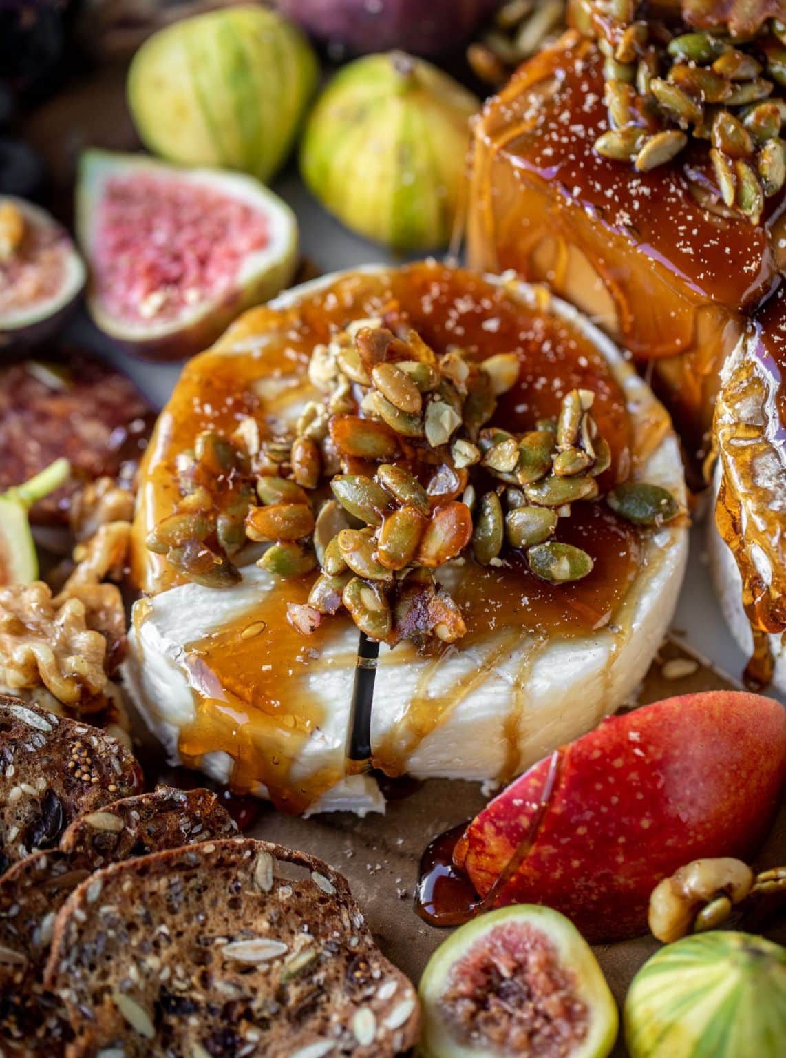Fall Cheese Board with Bourbon Crackling Caramel