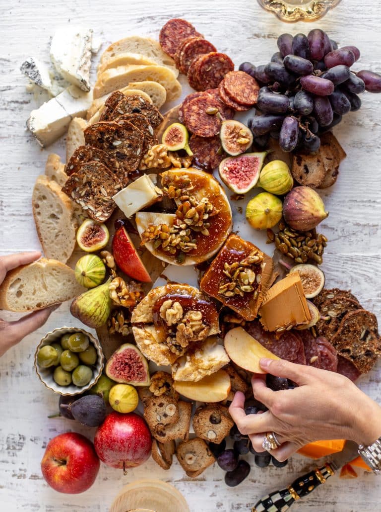 Fall Cheese Board with Bourbon Crackling Caramel