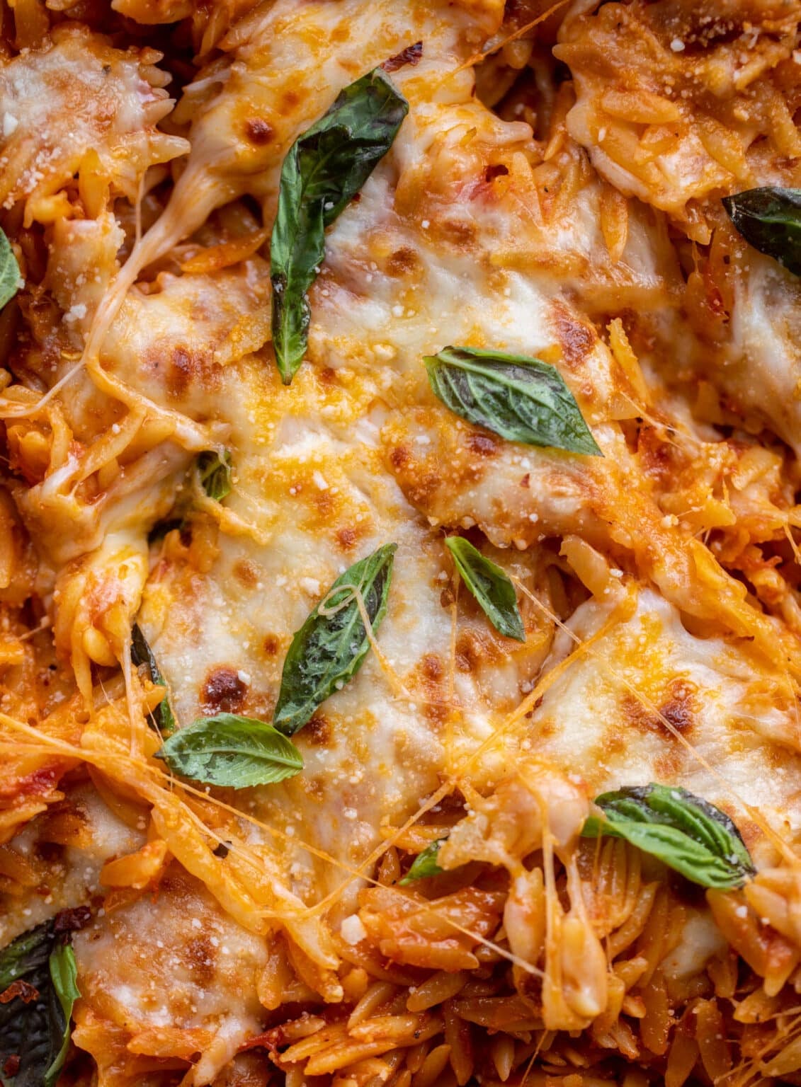 Tomato Basil Baked Orzo - Cheesy Tomato Basil Baked Orzo