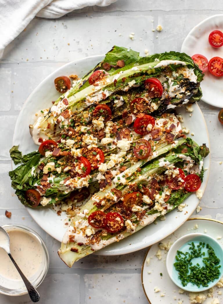 Grilled Romaine Salads with Bacon, Tomatoes and Ranch