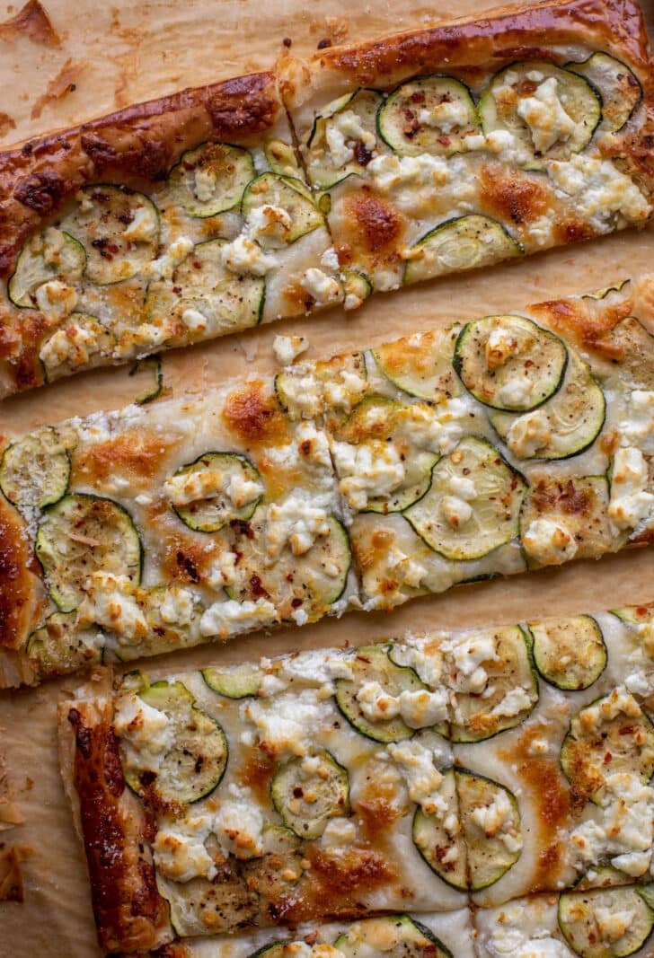 Zucchini Puff Pastry with Lemon & Goat Cheese