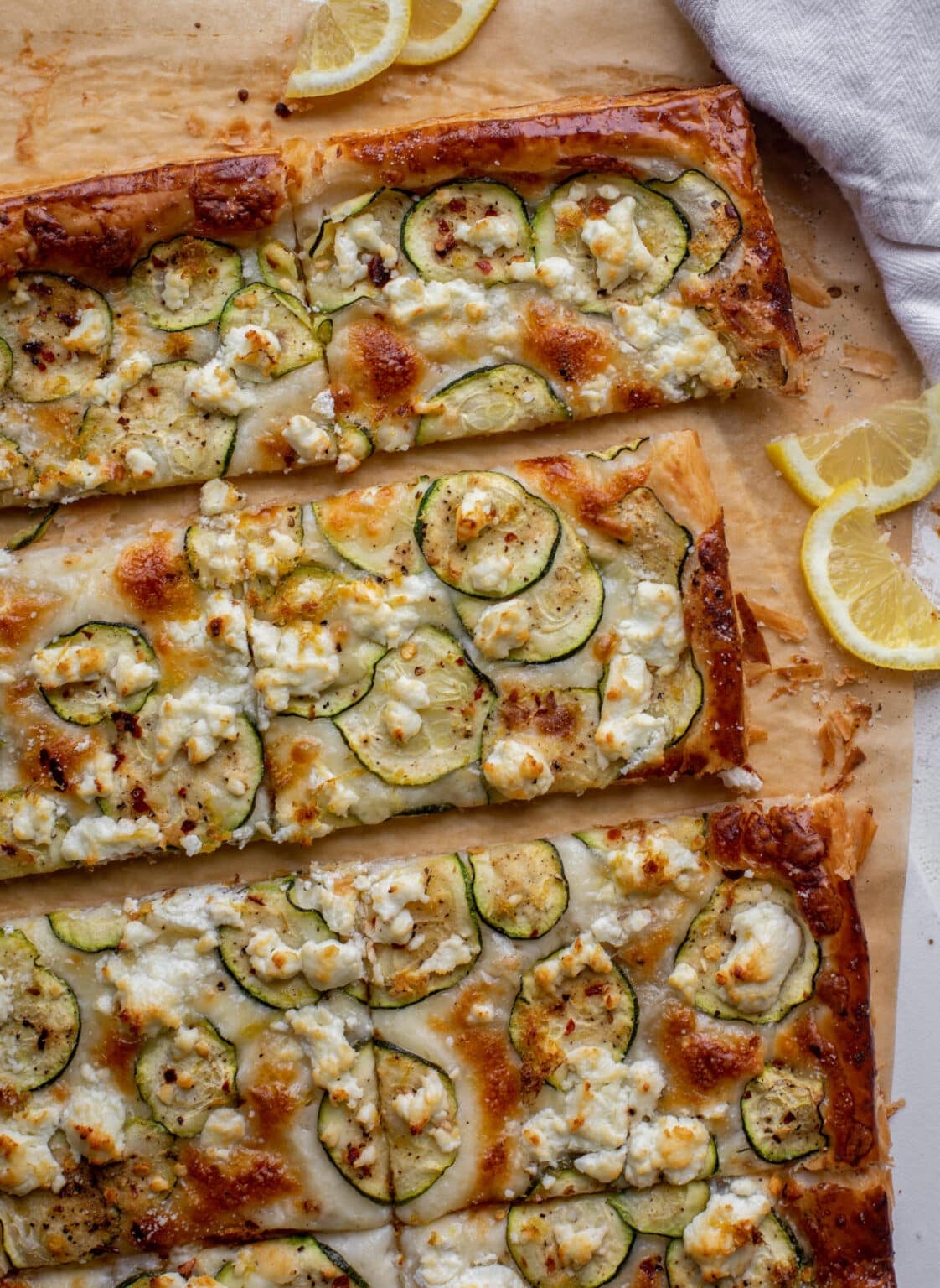 Zucchini Puff Pastry with Lemon & Goat Cheese