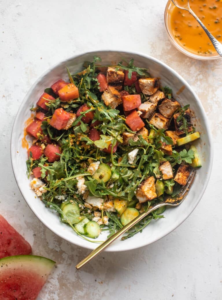 Grilled Chicken Watermelon Salad with Watermelon Vinaigrette