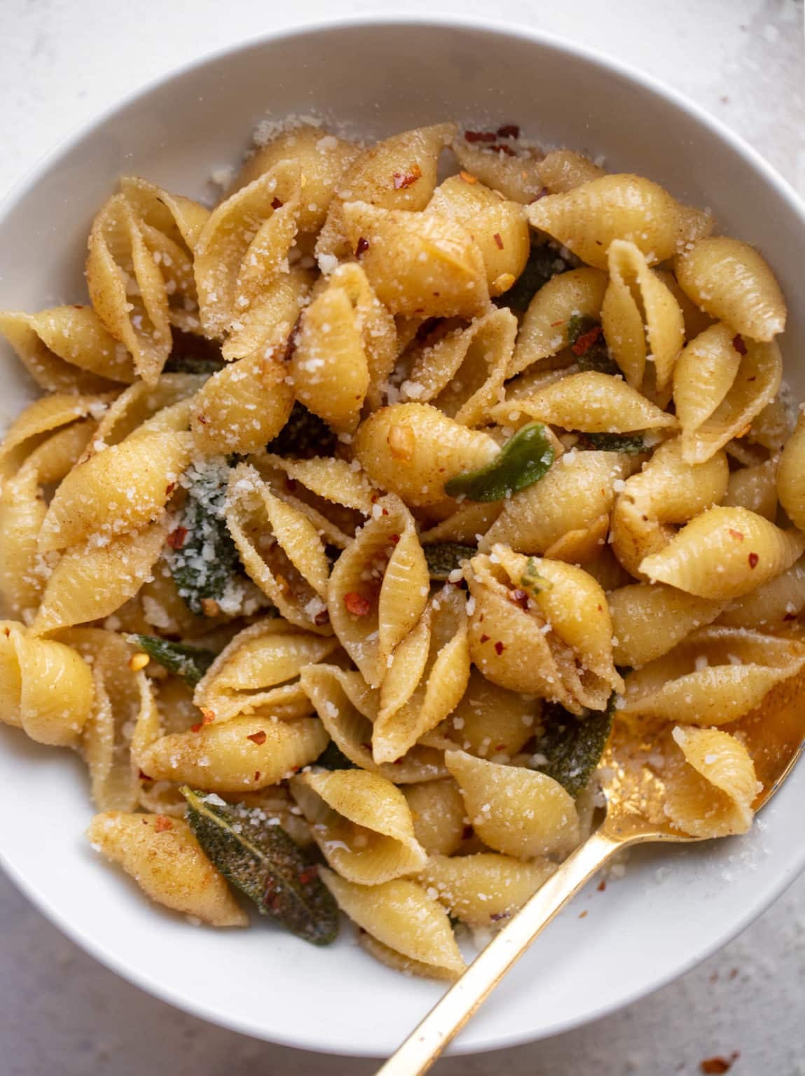 Spicy Brown Butter Pasta with Parmesan and Sage.