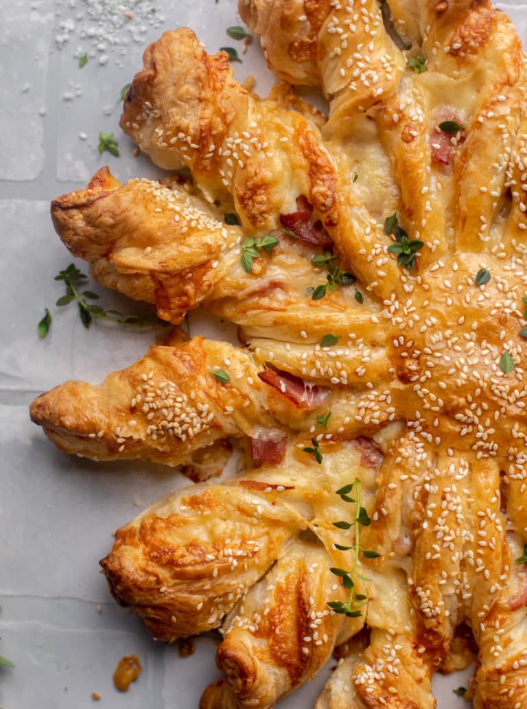 Ham and Swiss Puff Pastry Twists - Ham and Swiss Holiday Pastry