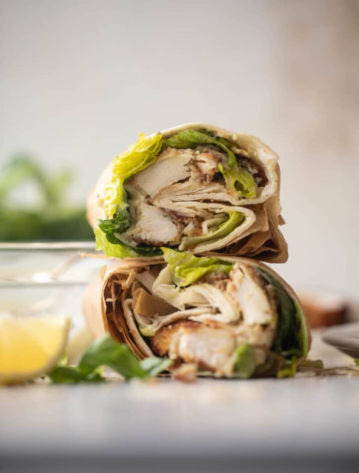 Lemon Chicken Caesar Wraps - Crispy Lemon Chicken Caesar