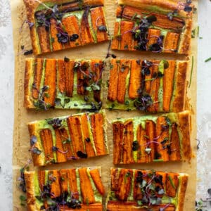 Carrot Puff Pastry Tart with Green Goddess Ricotta Cheese