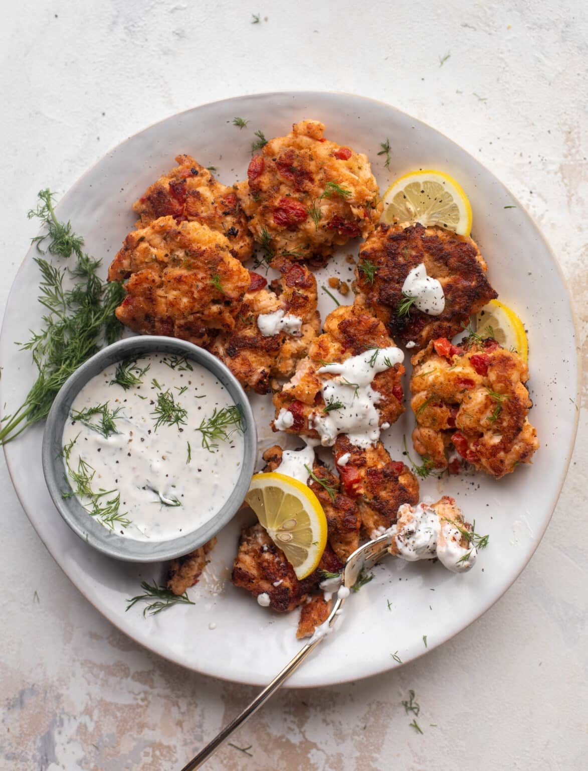 Salmon Fritters with Dill Sauce - Salmon Fritters Recipe
