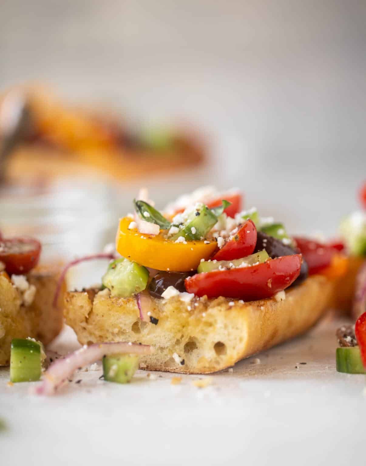 Greek Salad Garlic Bread - Garlic Confit Garlic Bread