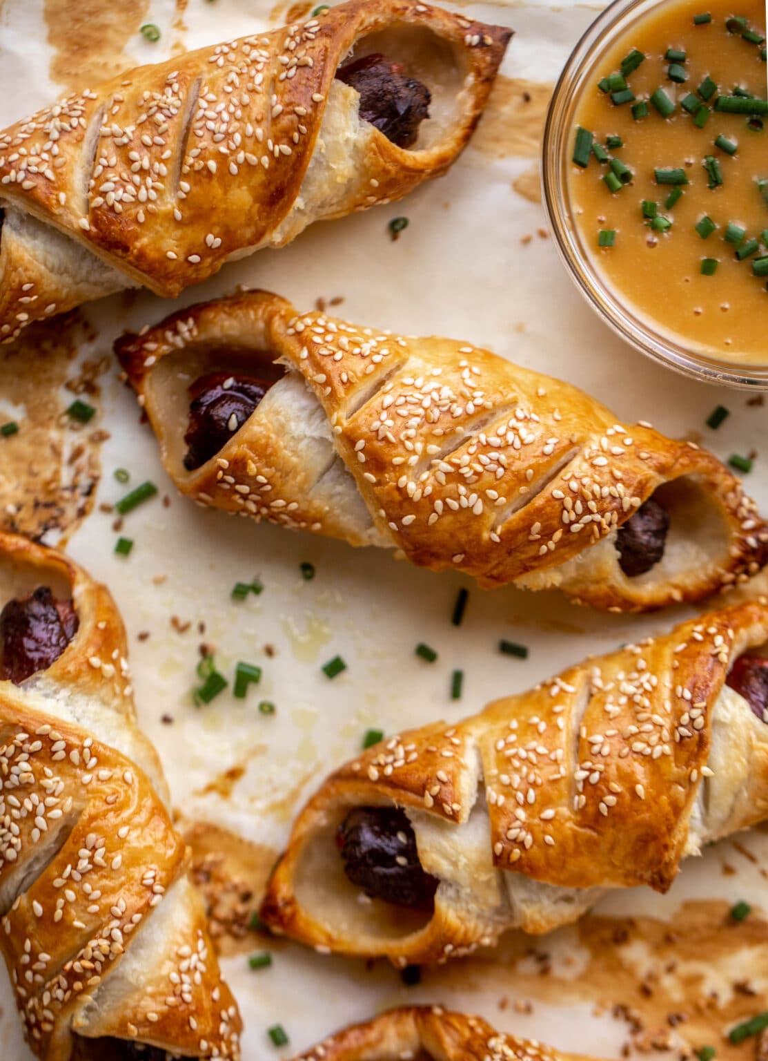 Puff Pastry Hot Dogs with Hot Honey Mustard