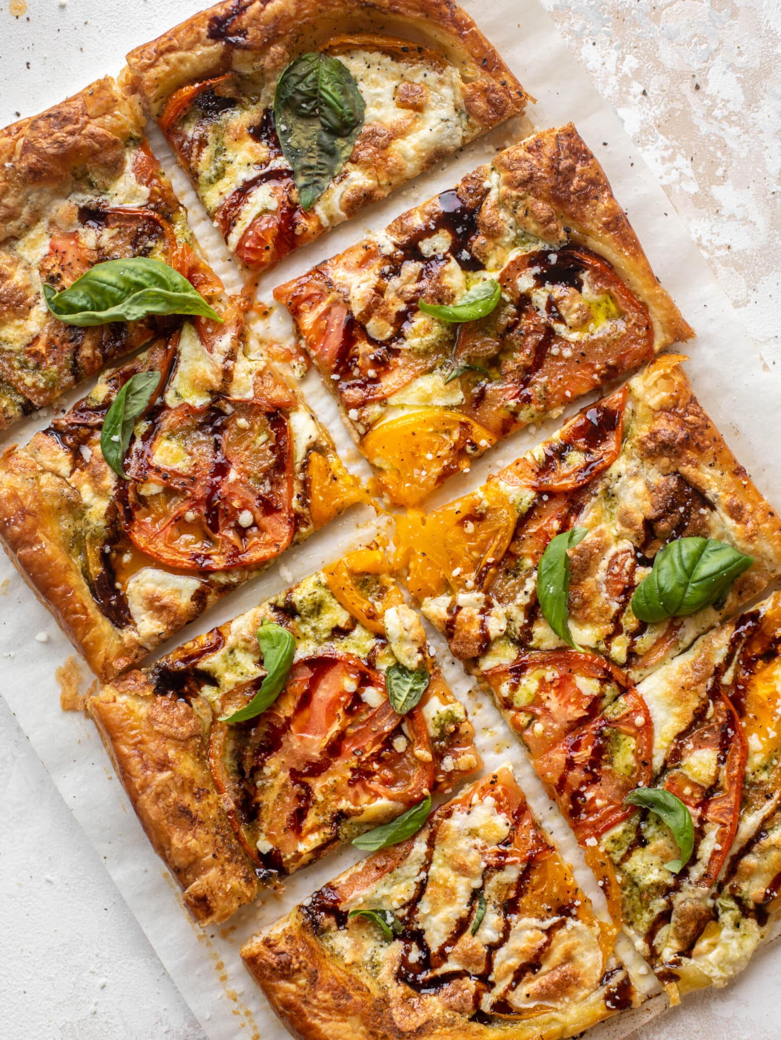 Caprese Puff Pastry - Pesto Caprese Puff Pastry Pizza