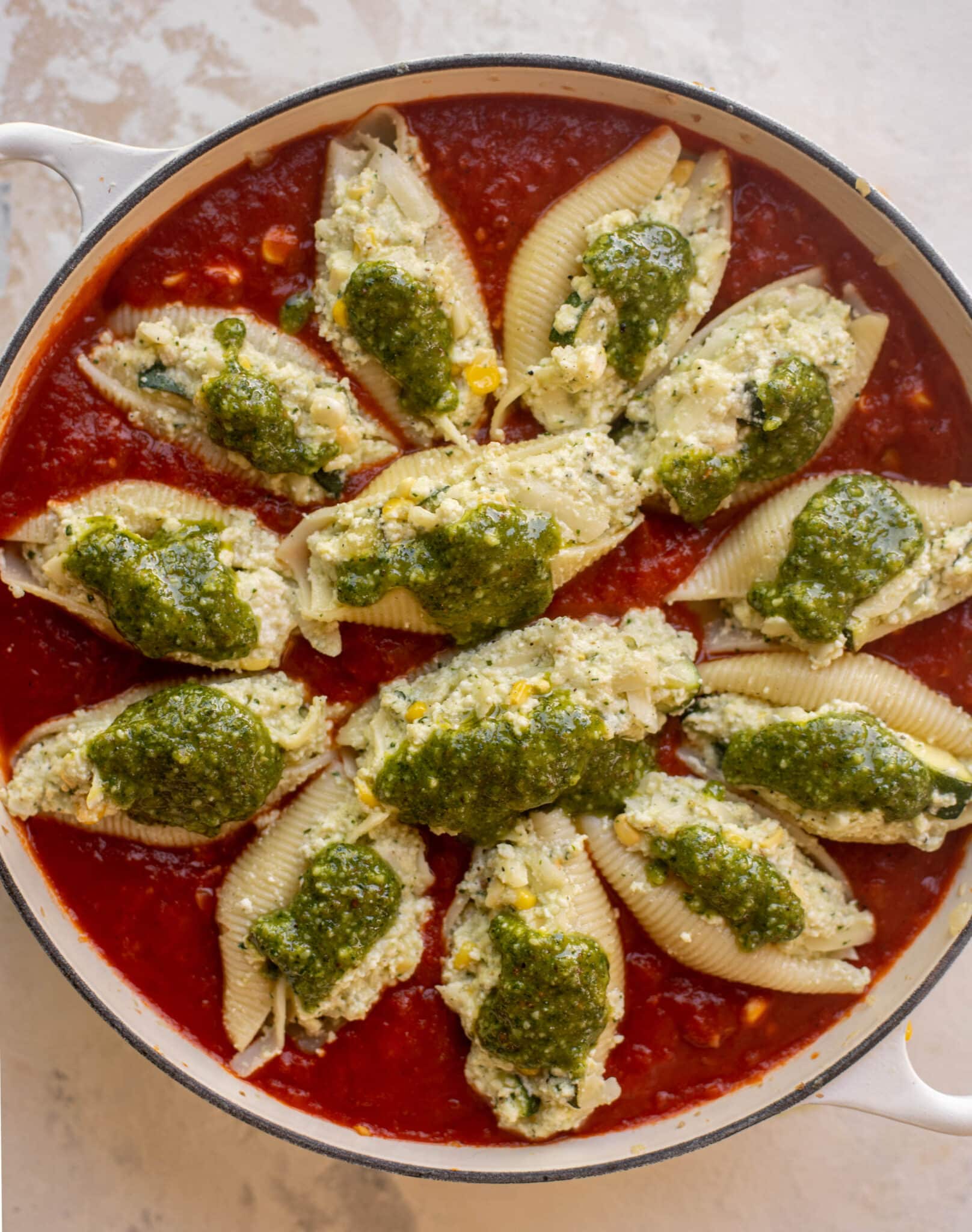 Summer Stuffed Shells with Corn and Zucchini