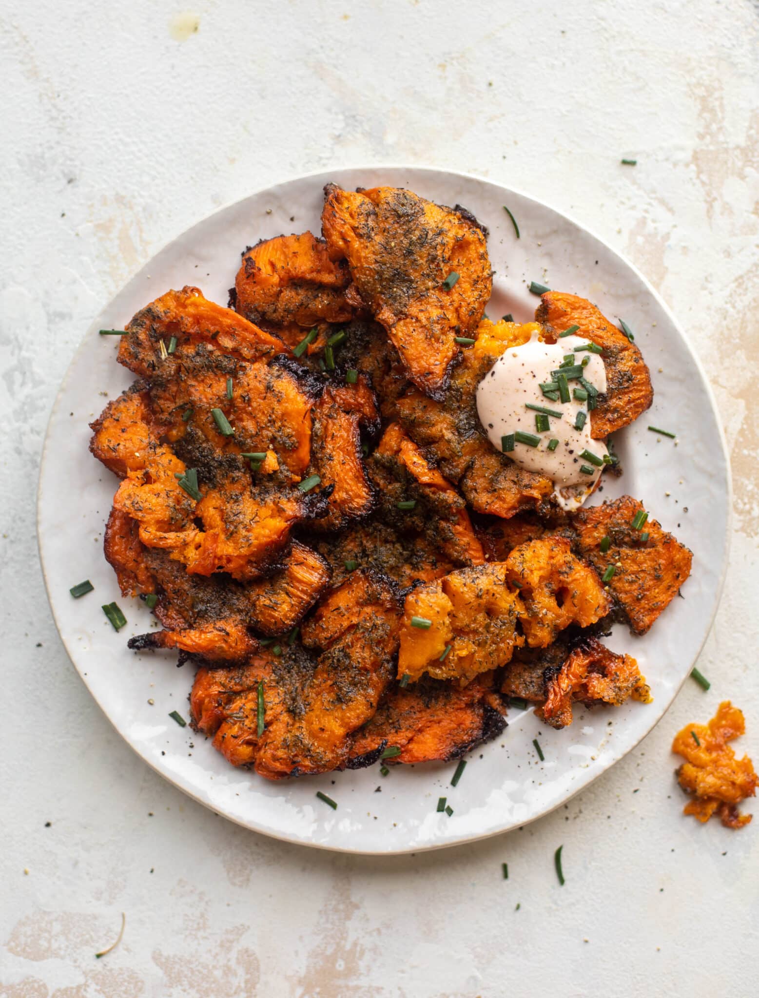 Ranch Sweet Potatoes - Crispy Ranch Smashed Sweet Potatoes
