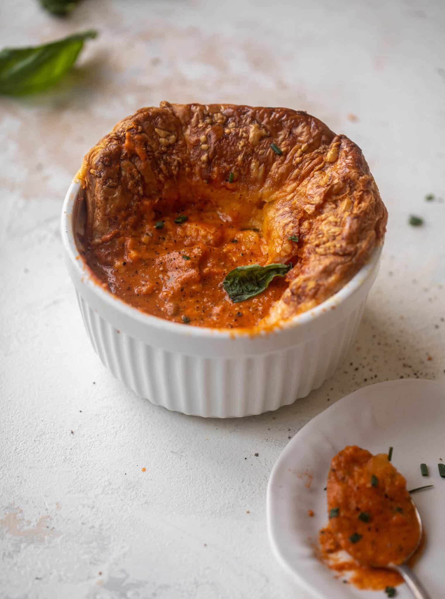 Tomato Soup Pot Pies with Cheddar Puff Pastry