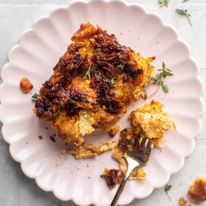 French Onion Croissant Bake - Overnight Breakfast Bake