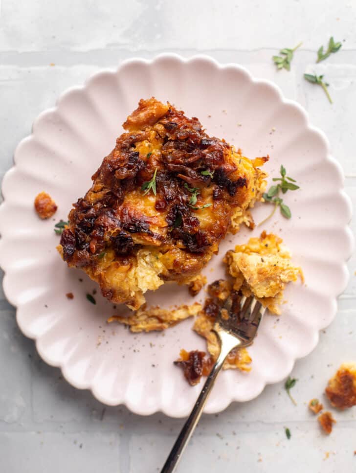 French Onion Croissant Bake - Overnight Breakfast Bake