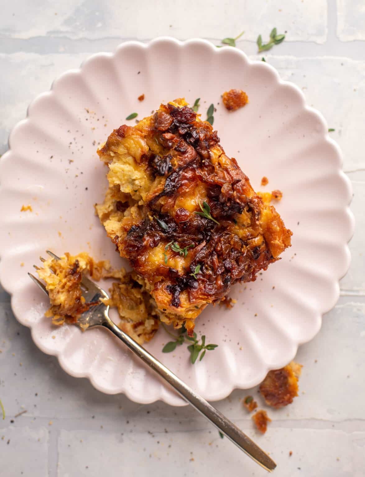 French Onion Croissant Bake - Overnight Breakfast Bake