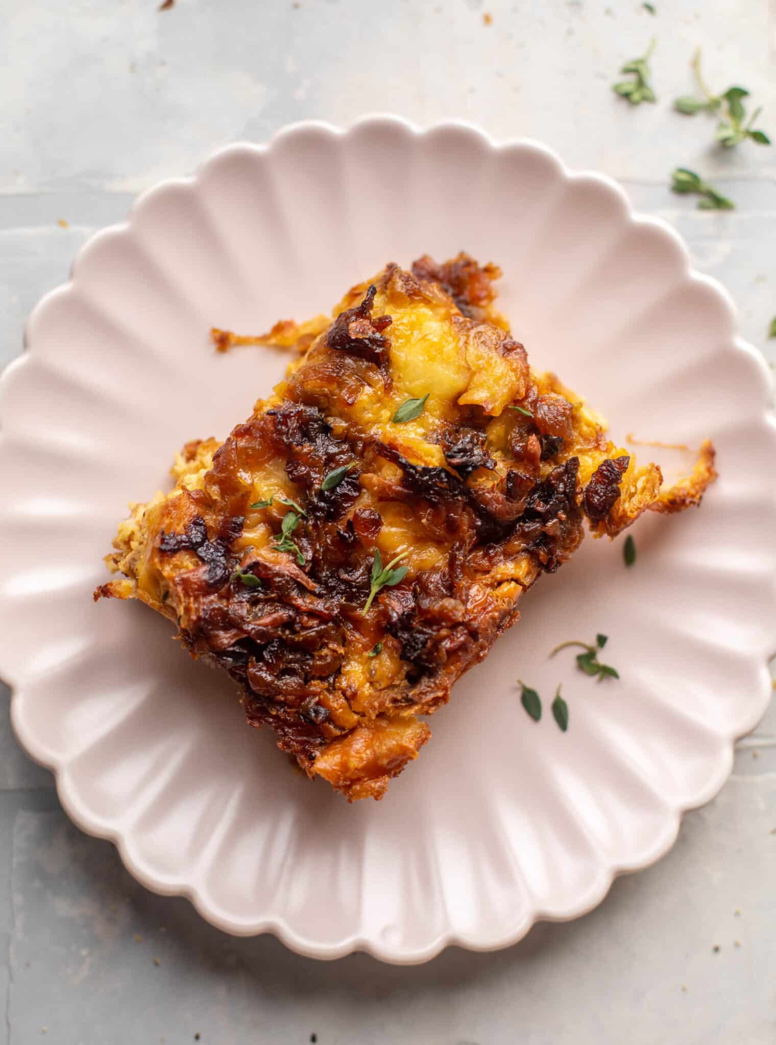 French Onion Croissant Bake - Overnight Breakfast Bake
