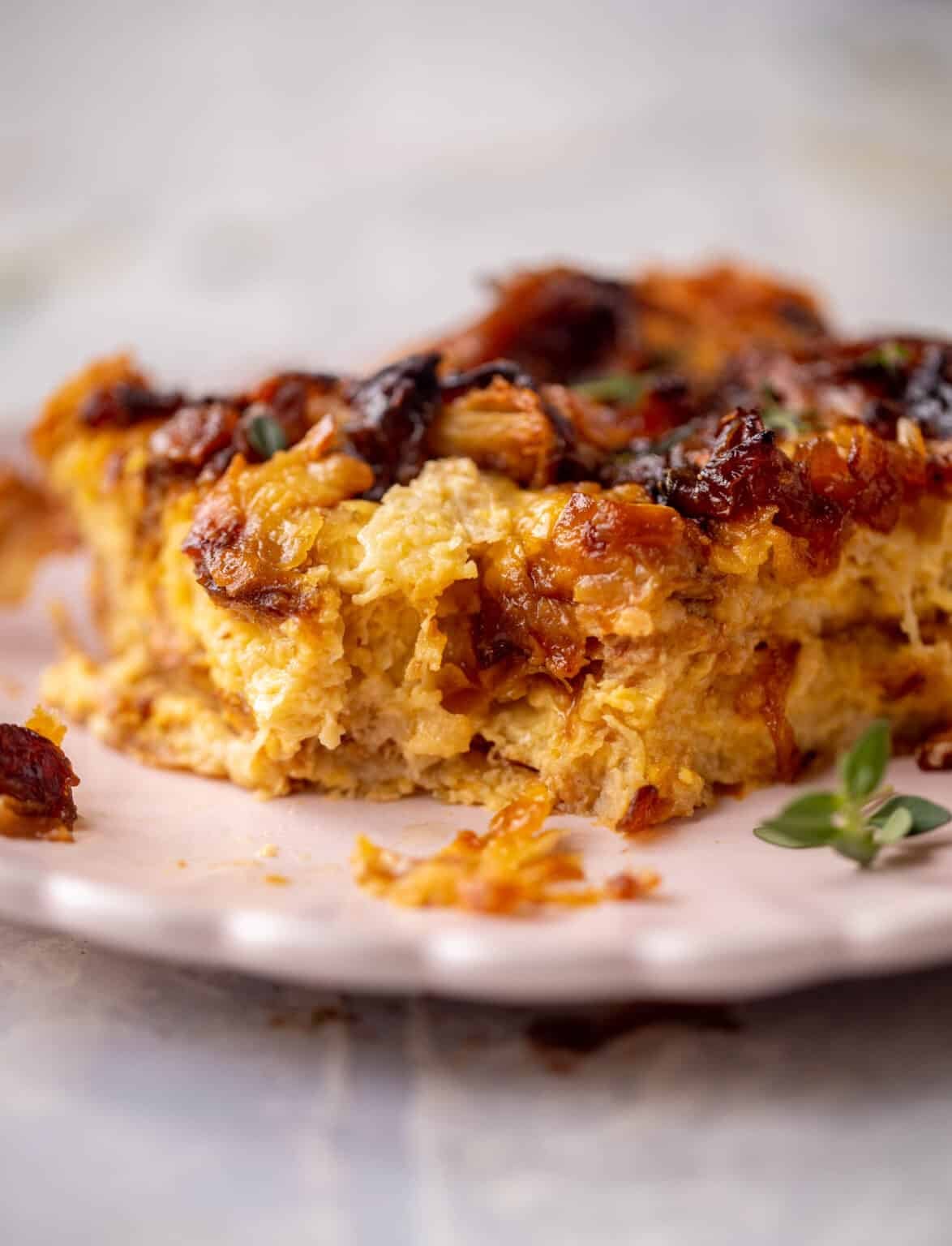 French Onion Croissant Bake - Overnight Breakfast Bake