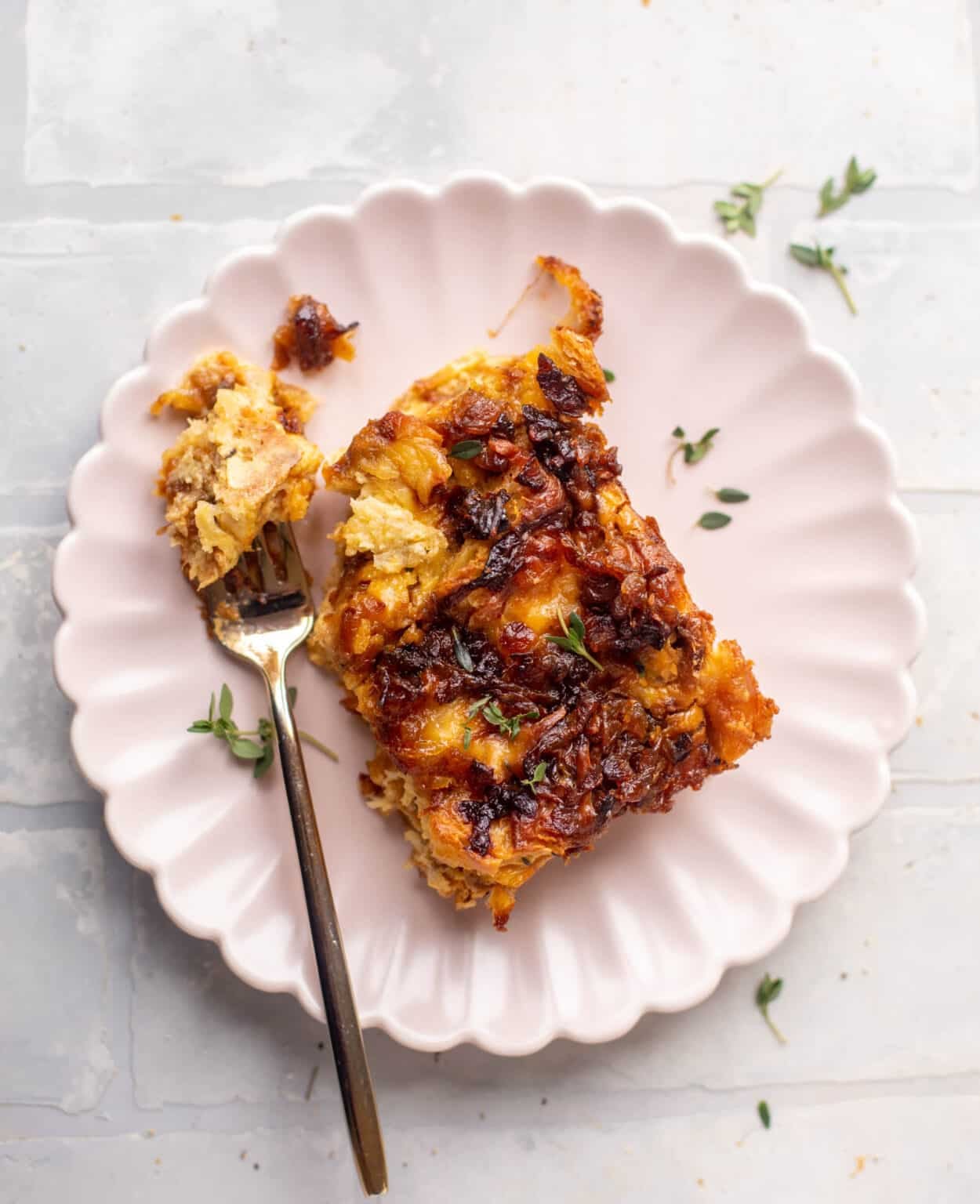 French Onion Croissant Bake - Overnight Breakfast Bake