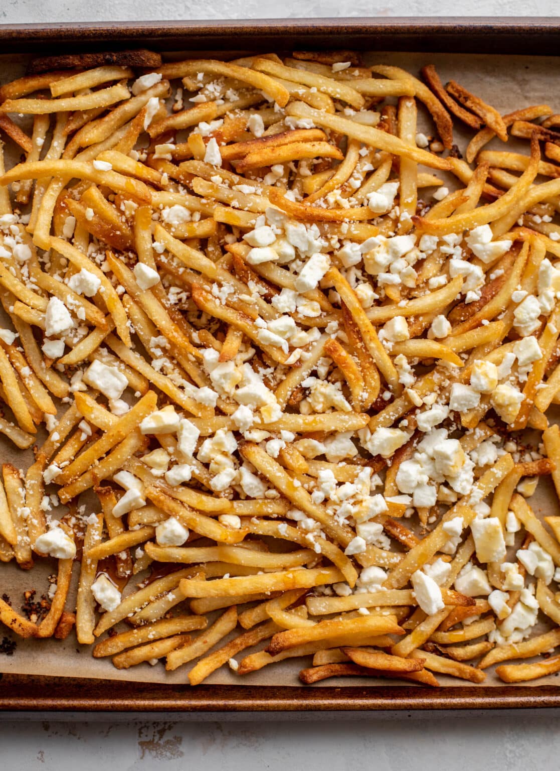 Hot Honey Feta Fries - Hot Honey Feta Cheese Fries