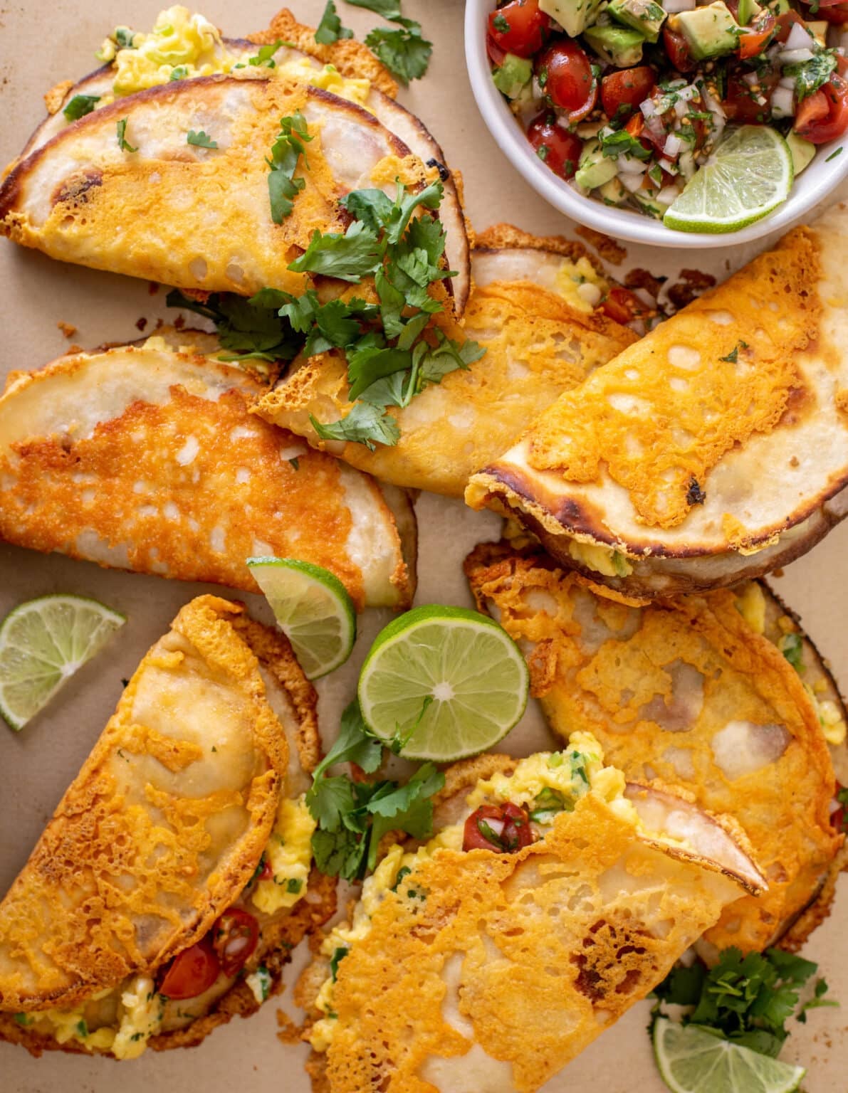 Cheesy Breakfast Tacos - Crispy Cheese Breakfast Tacos