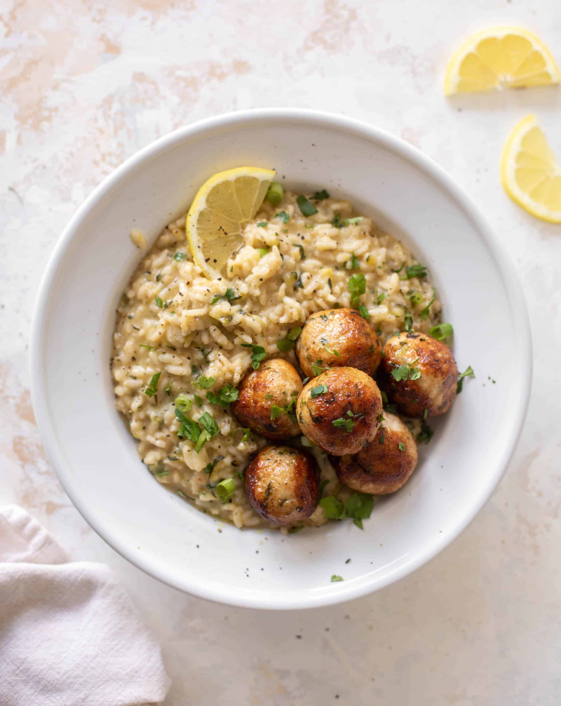 Chicken Meatballs with Zucchini Risotto