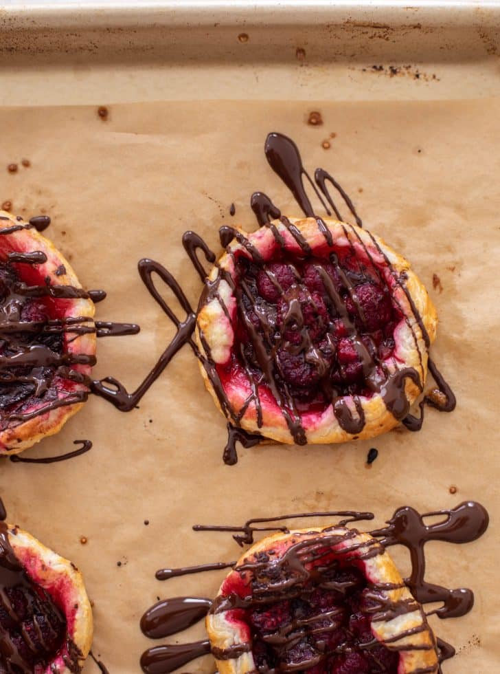 Raspberry Puff Pastry Tarts with Dark Chocolate